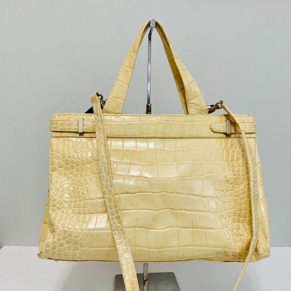 Renato Angi | Bags | Renato Angi Venezia Croco Stamped Leather Satchel ...